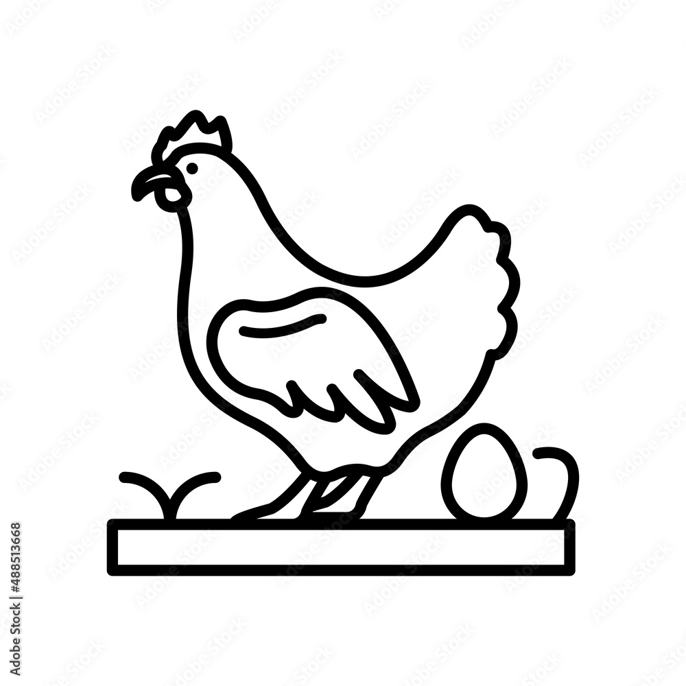 Poultry Farm Vector Outline Icon Design illustration. Agriculture and ...