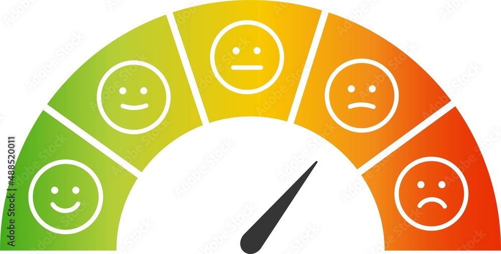 Customer satisfaction meter with three emoticons icon vector for ...