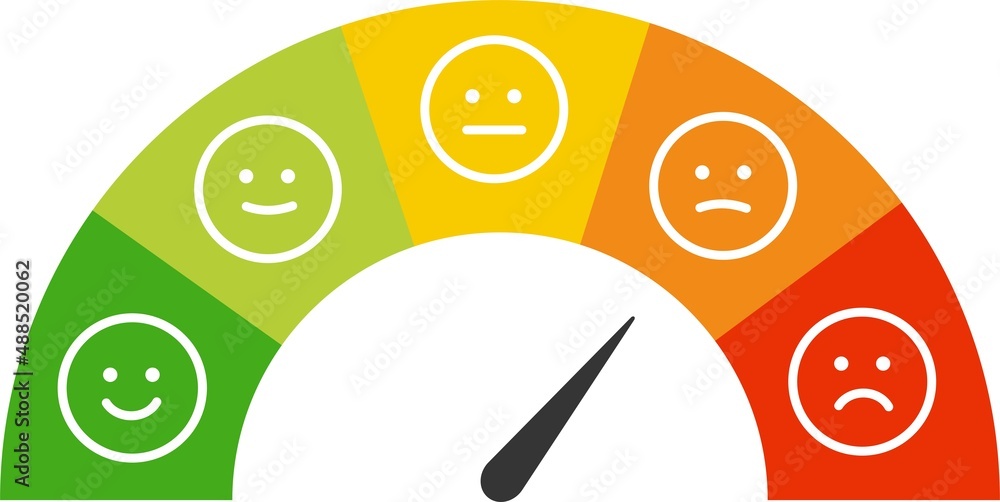 Customer satisfaction meter with three emoticons icon vector for ...