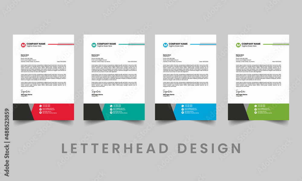 Corporate Letterhead Design Template for business in different color ...