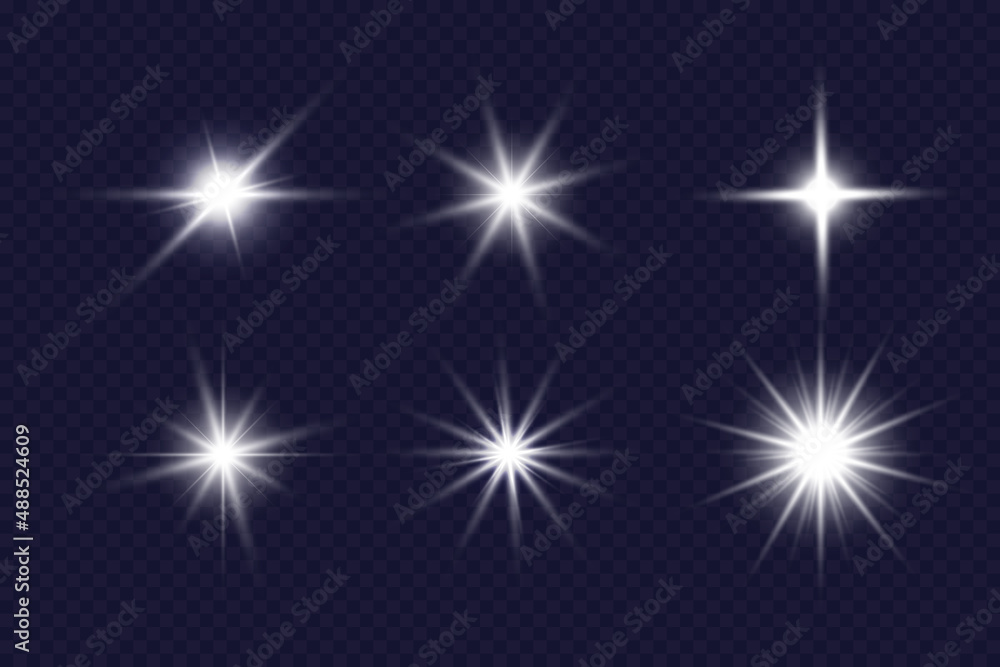Glow effect. Star on transparent background.Bright sun. Vector ...