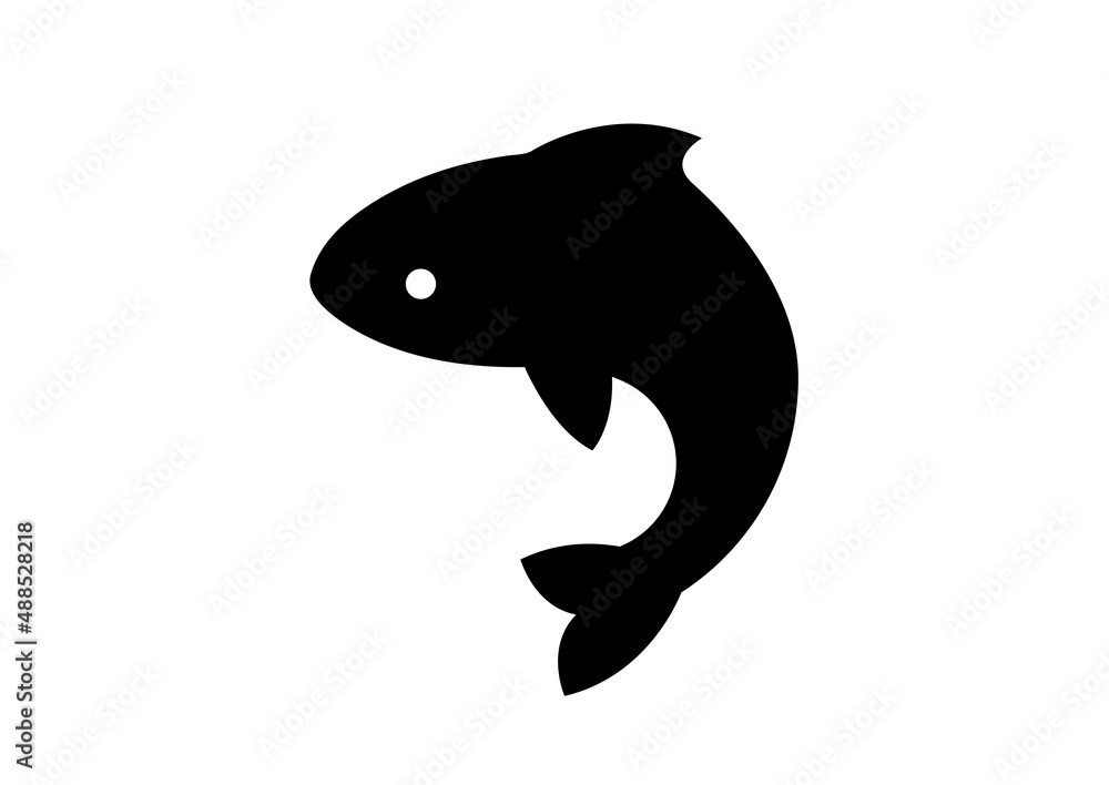 Poster Fish icon black silhouette. Fisheries logo symbol – Muurposter ...