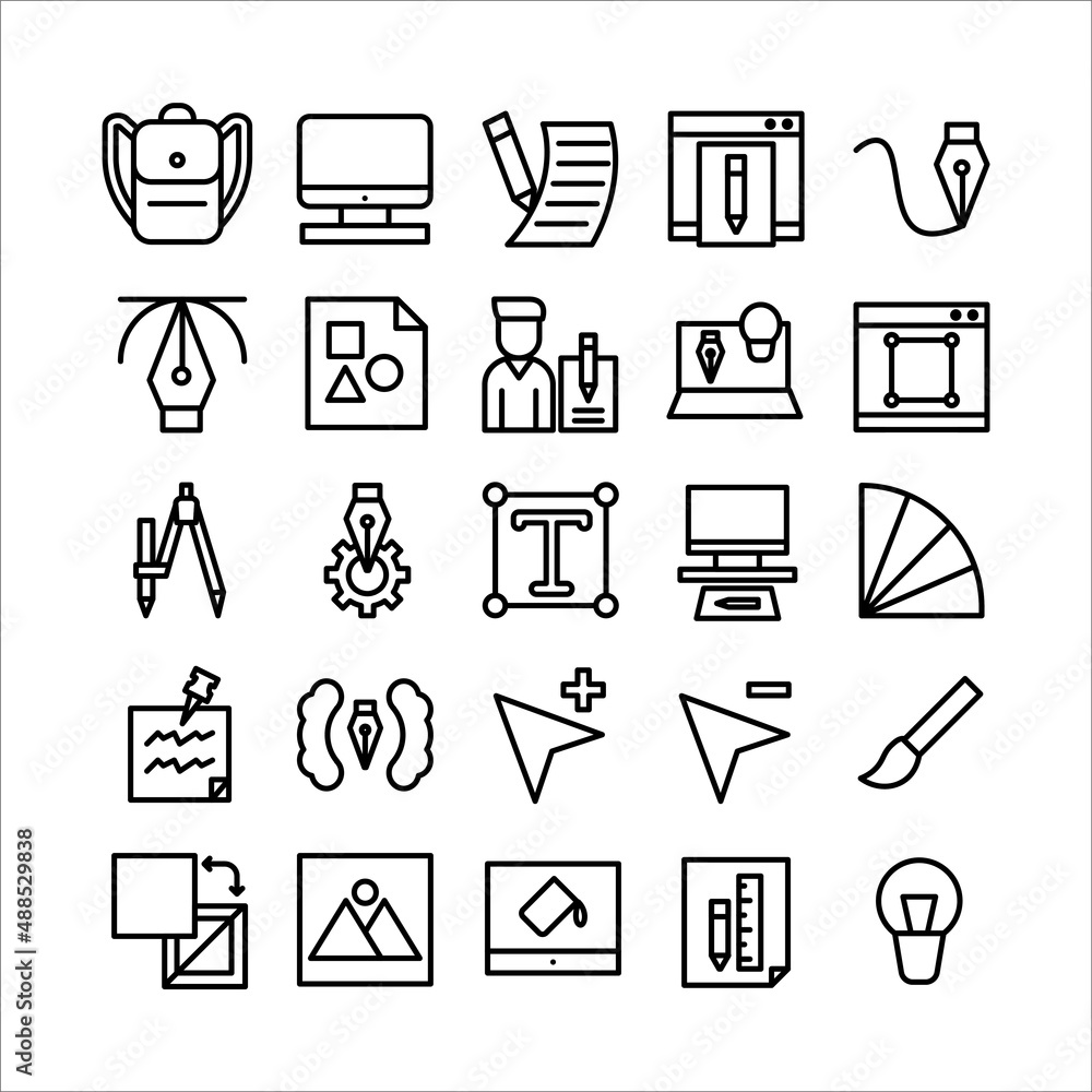 Designer icon set vector line for website, mobile app, presentation ...