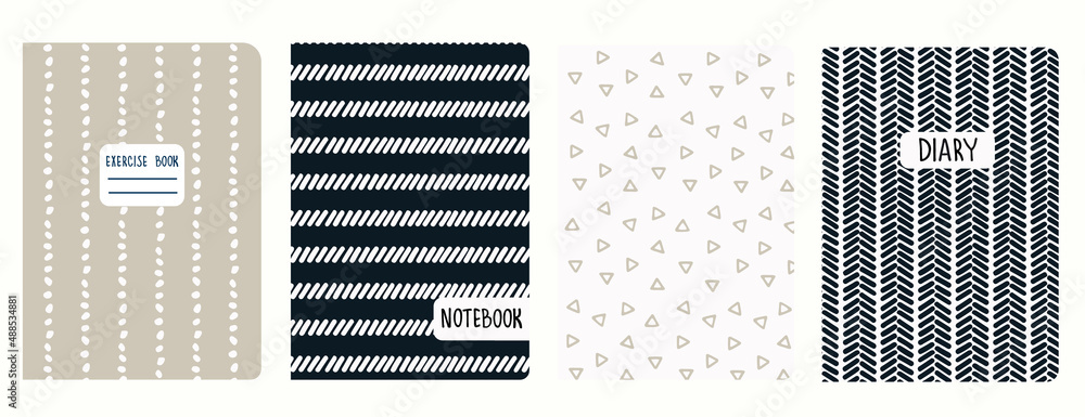 Cover page templates based on seamless geometric patterns in white ...
