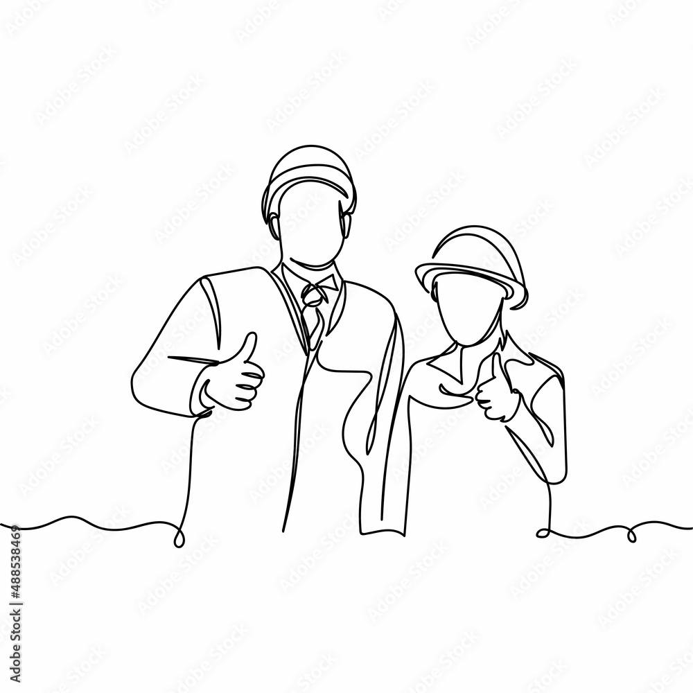 Continuous one simple single abstract line drawing of businessman and ...