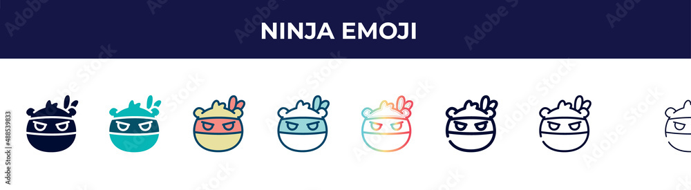 ninja emoji icon in 8 styles. line, filled, glyph, thin outline ...