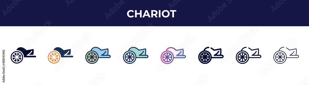 chariot icon in 8 styles. line, filled, glyph, thin outline, colorful ...