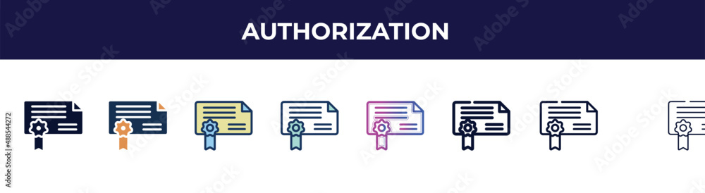authorization icon in 8 styles. line, filled, glyph, thin outline ...