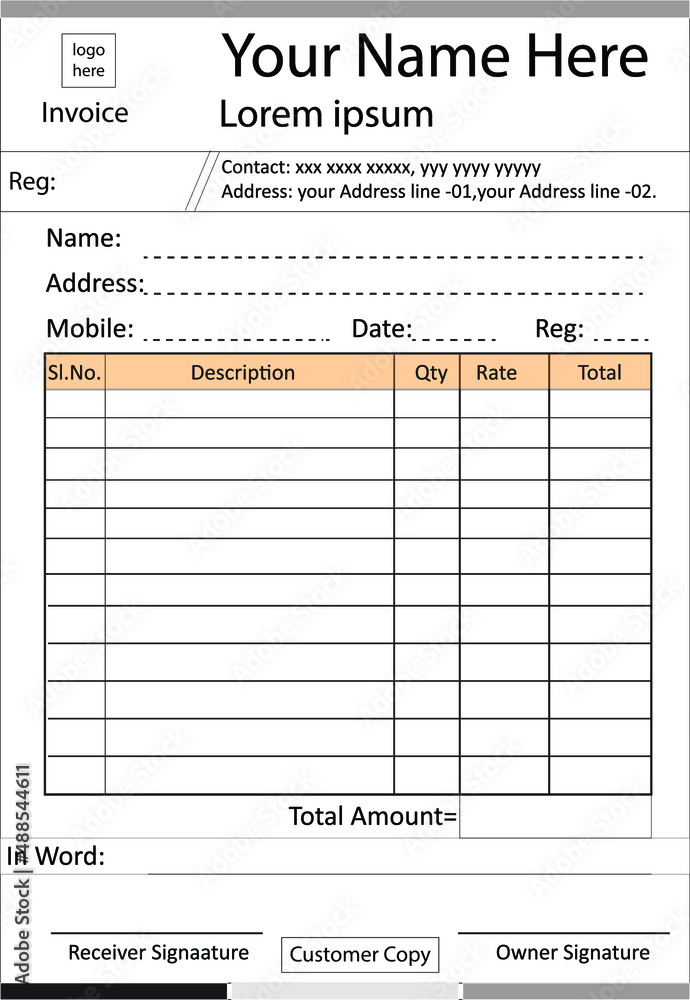 Business invoice design or bill Boucher Stock Vector | Adobe Stock