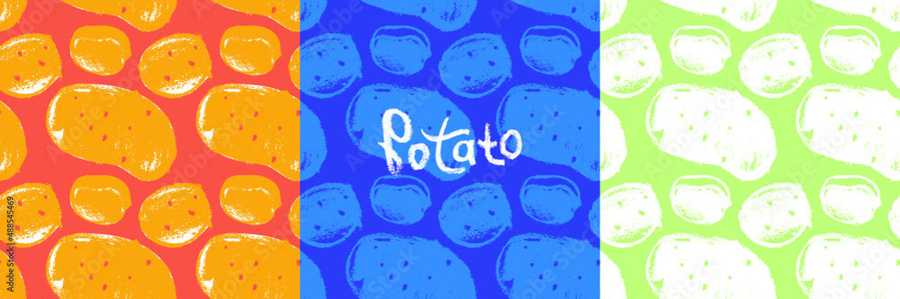 Vector potatoes pattern seamless. Potato drawings, root vegetable ...