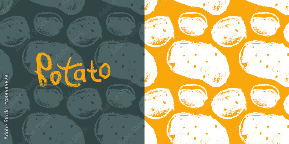 Vector potatoes pattern seamless. Potato drawings, root vegetable ...