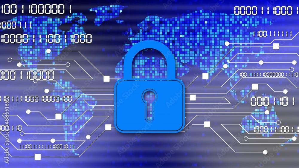 Security technology concept - padlock binary code information ... Security technology concept - padlock binary code information ...