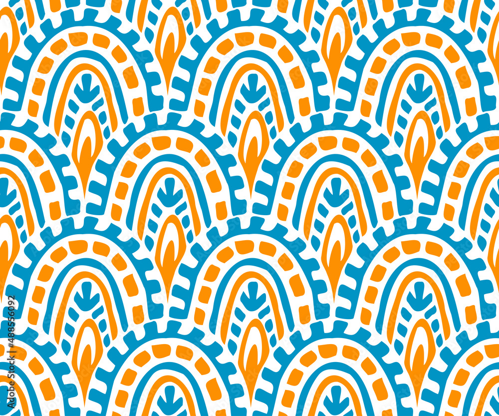 Seamless wavy pattern. Ethnic and tribal motifs. Seigaiha print in ...