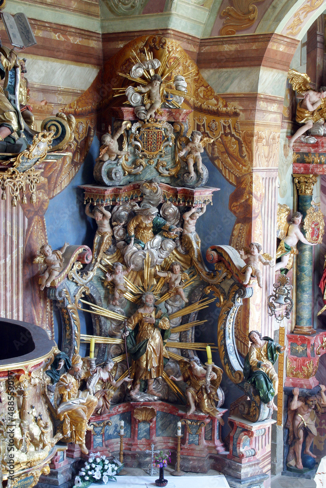 The altar of St. Joseph in the Baroque church of Our Lady of the Snows ...