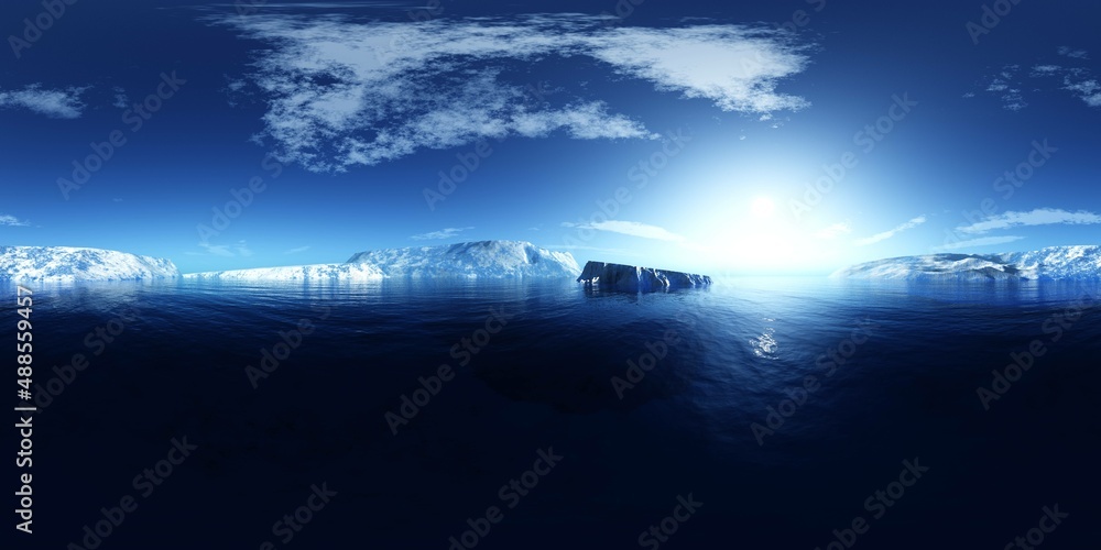 north sea panorama with glacier, HDRI, environment map , Round panorama ...