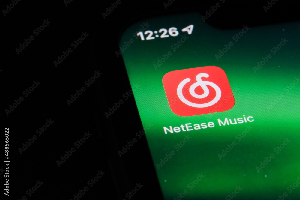 Shanghai,China-Feb. 19th 2022: close up Netease Cloud Music mobile app ...