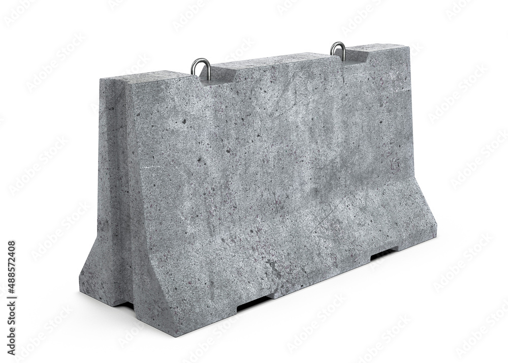 3D render of concrete road parapet isolated on white background (safety ...