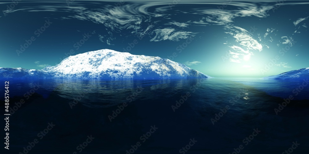 north sea panorama with glacier, HDRI, environment map , Round panorama ...