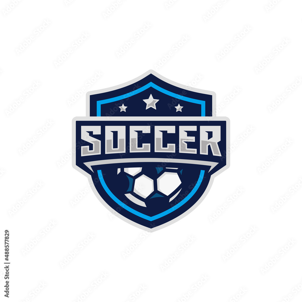 Soccer team emblem logo design vector illustration Stock Vector | Adobe ...