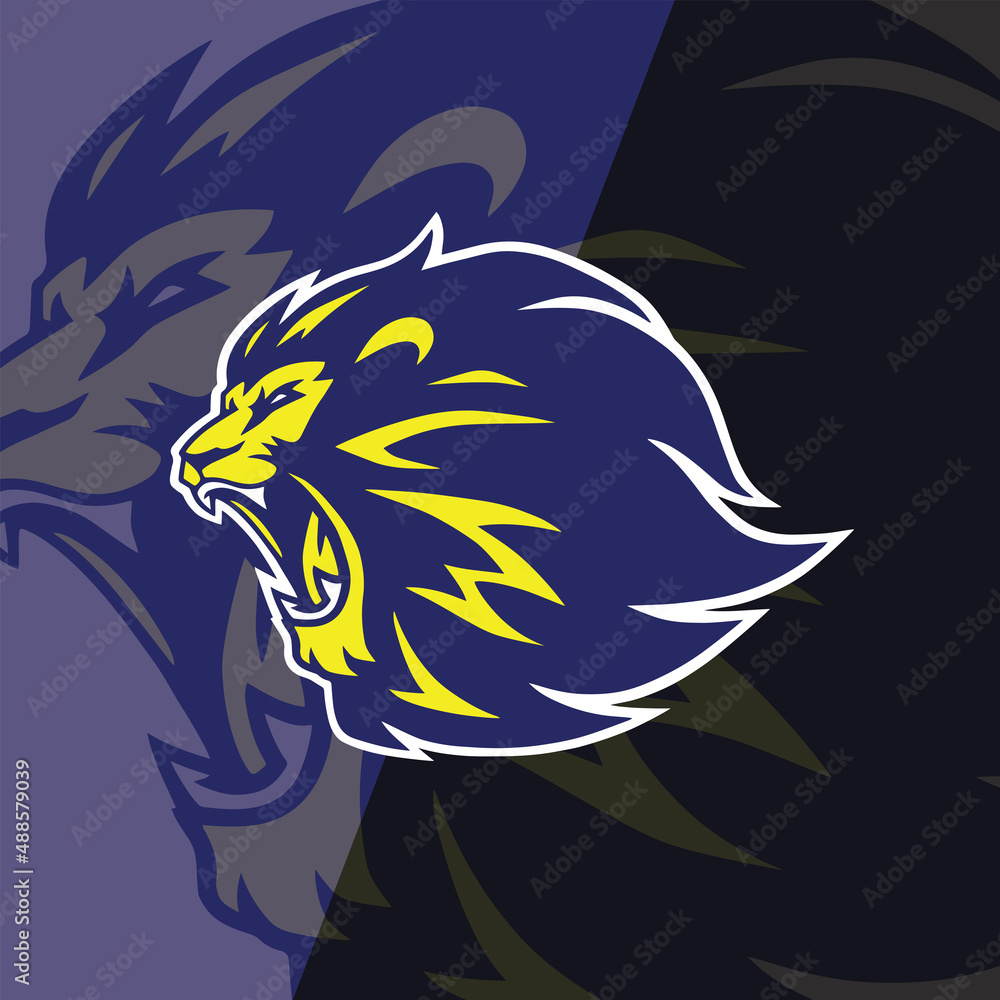 Lion Head Roaring Logo Esports Sport Mascot Vector Design Template ...