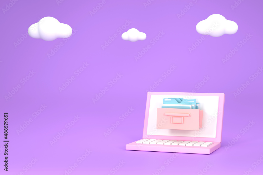 cartoon computer screen document drawer data retention Stock ...