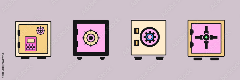 Bank vault icons symbol vector elements for infographic web Stock ...