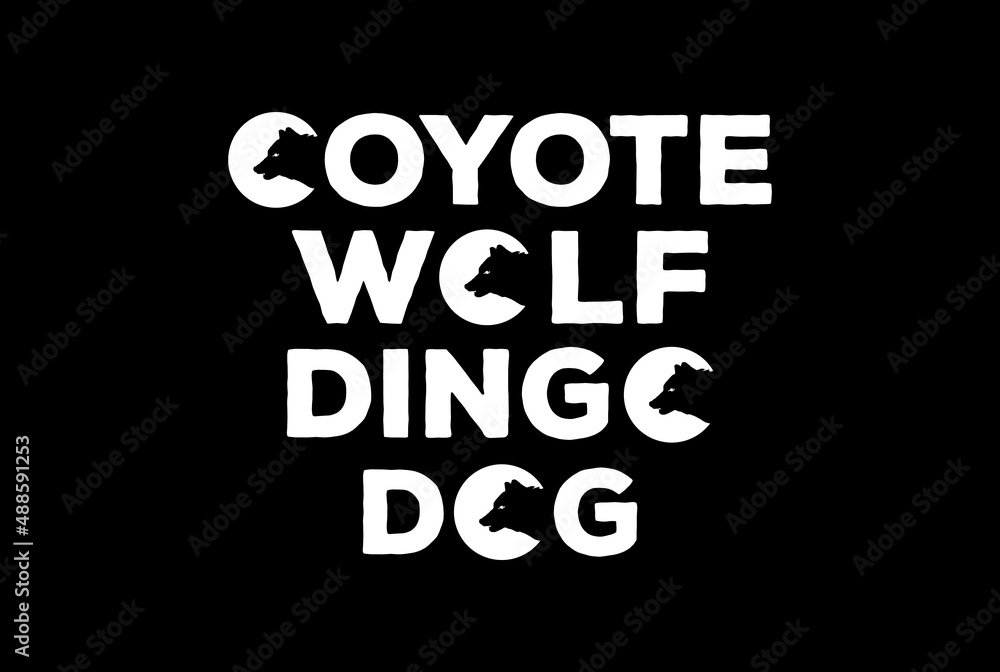 Coyote Wolf Dingo Dog Text Type Word Font Typography Logo Design Vector ...