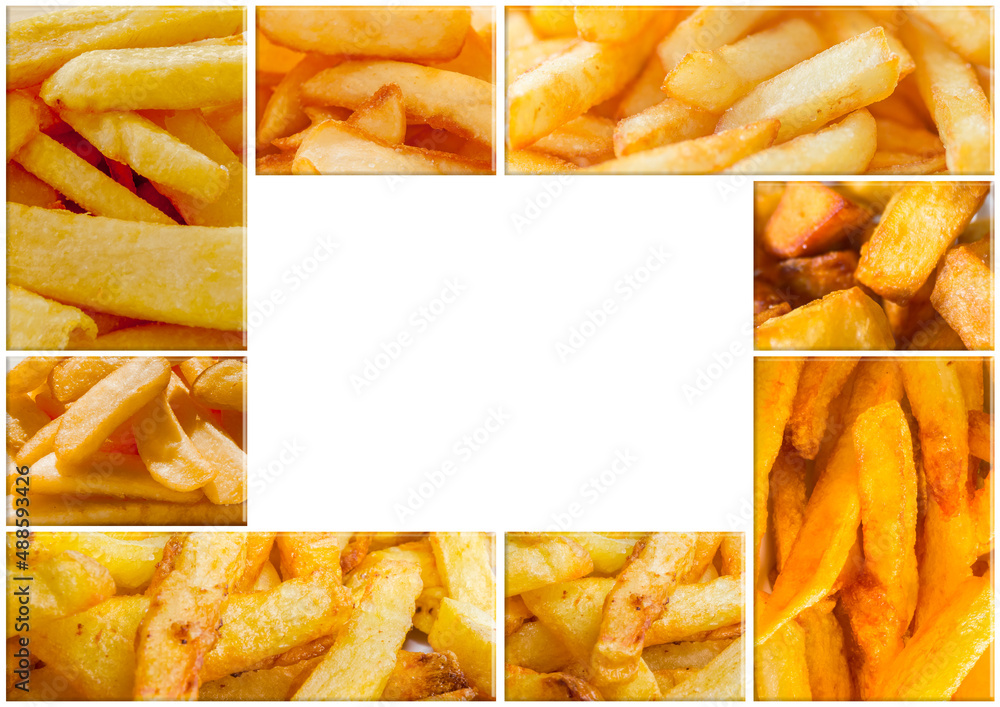 collage de photos de frites Stock Photo | Adobe Stock