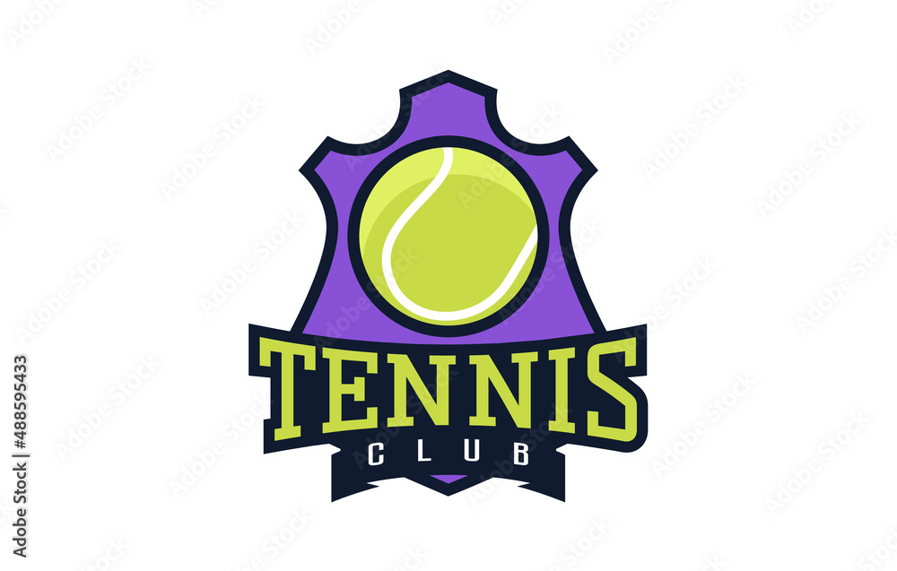 Vecteur Stock Logo, tennis emblem. Colorful emblem of the ball and ...