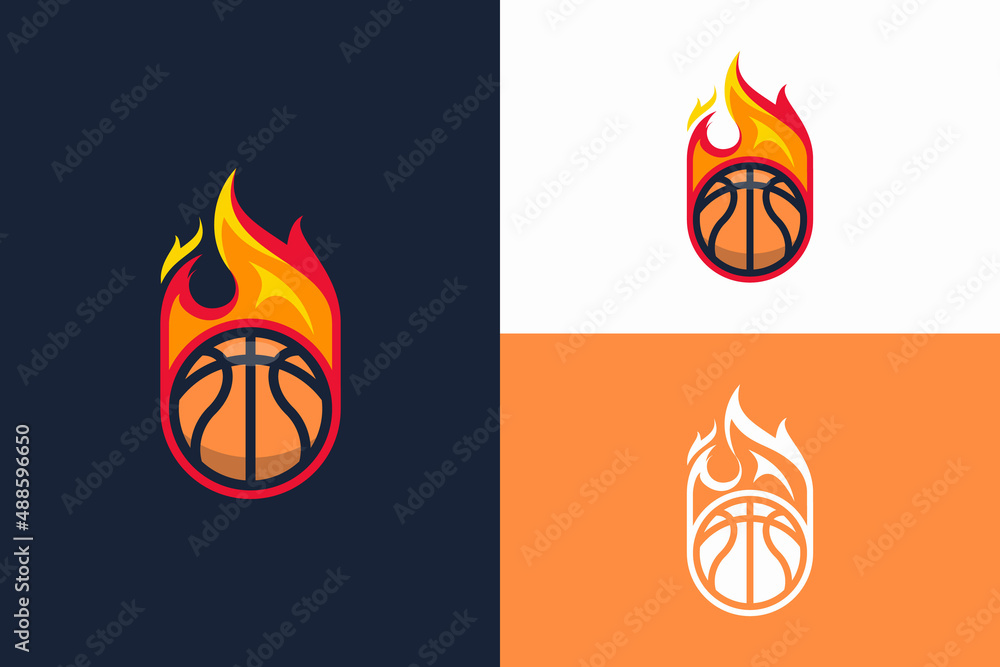 sports logo fire basketball illustration Stock Vector | Adobe Stock