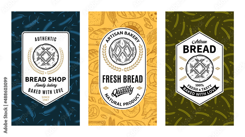 Bread labels in modern style. Bread logo and packaging design templates ...
