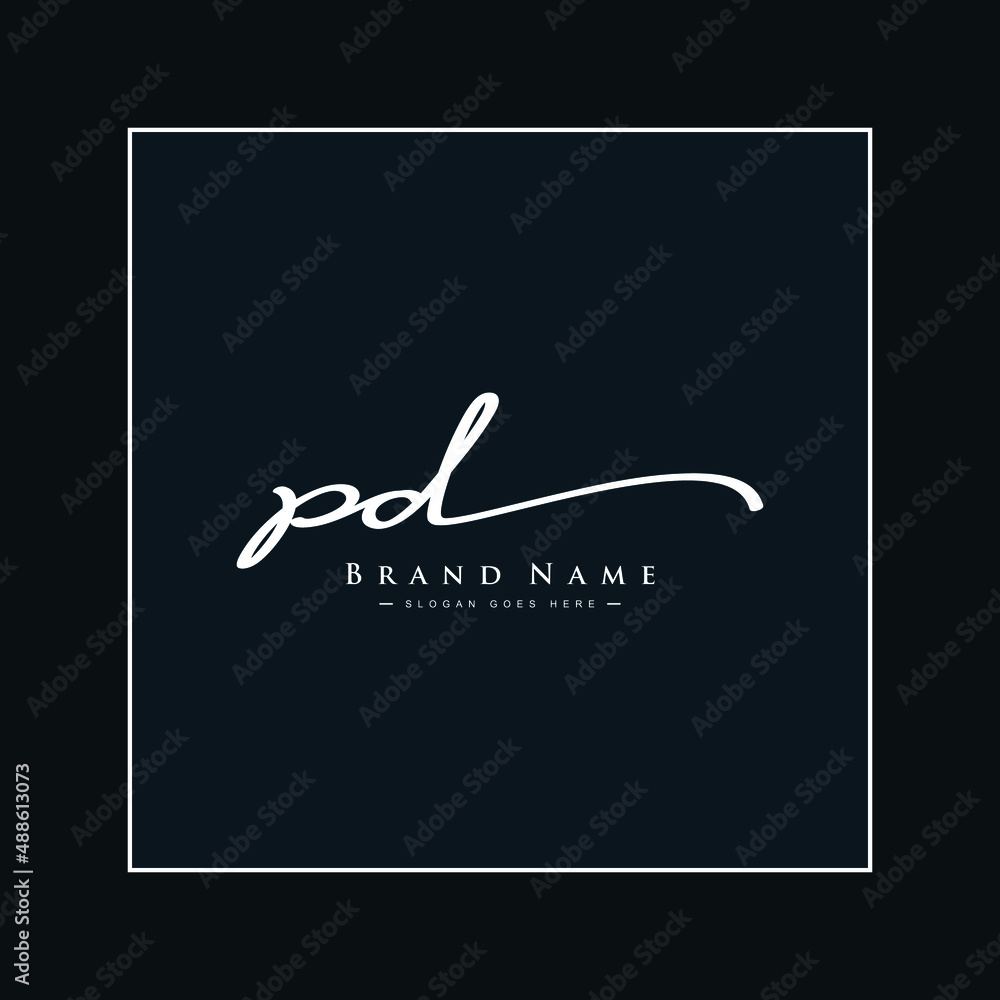 Initial Letter PD Logo - Handwritten Signature Logo Stock Vector ...