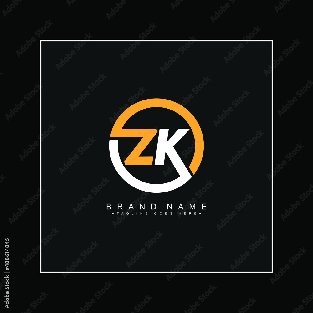 Initial Letter ZK Logo - Minimal Alphabet Logo Stock Vector | Adobe Stock