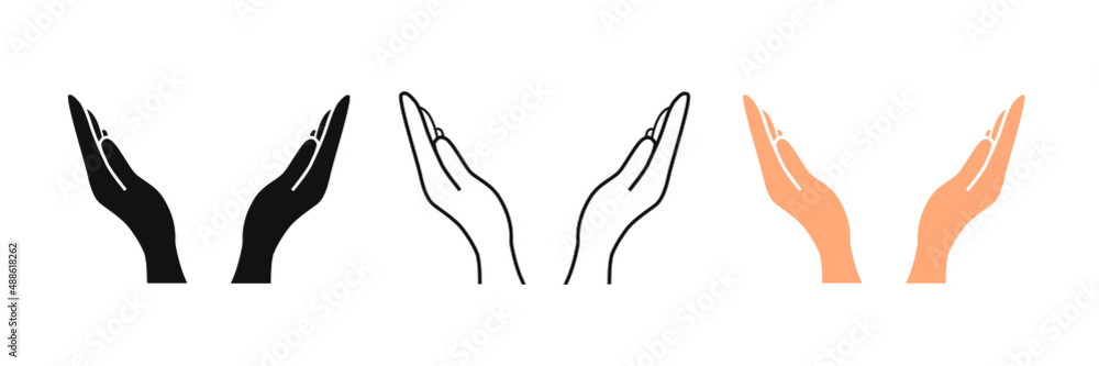 Vector protecting hands icon. Cupped hands. Stock Vector | Adobe Stock