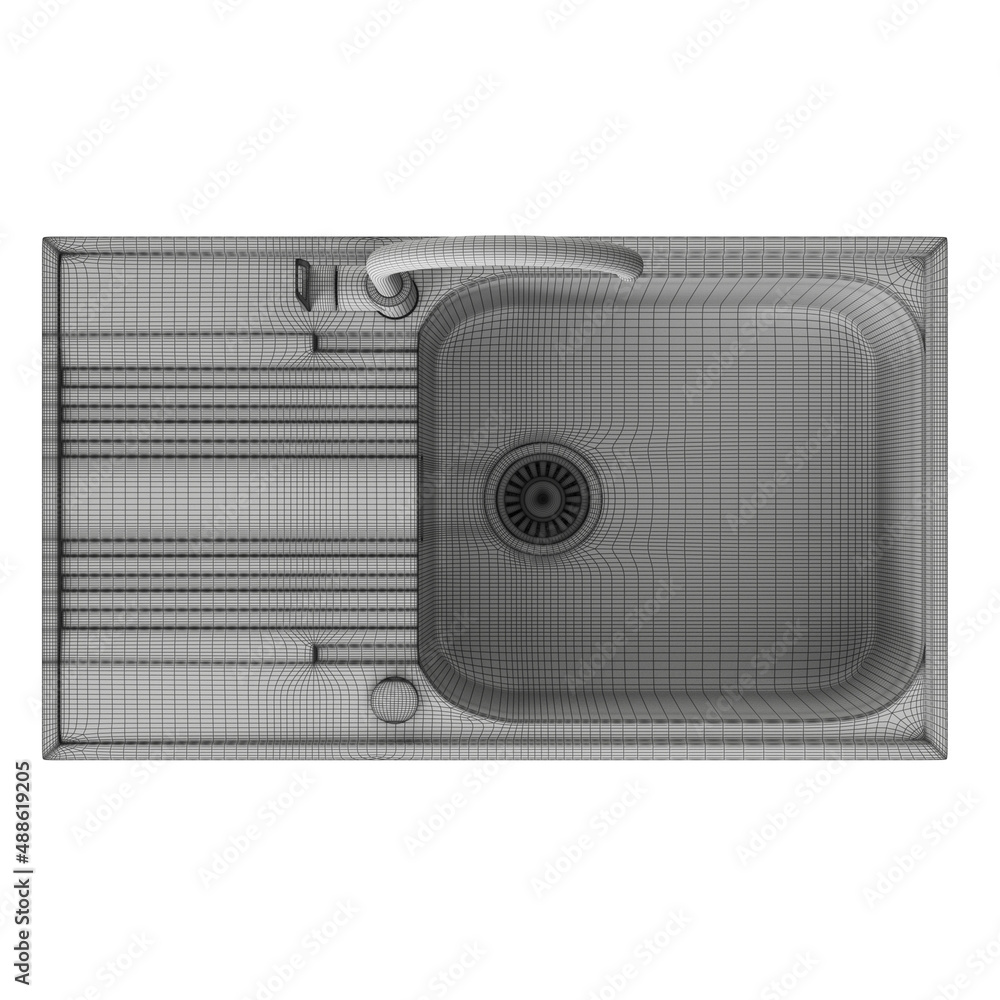 3D model kitchen sink grid. Visualization of 3D model of kitchen sink ...