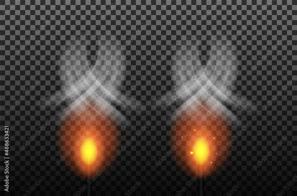 Translucent fire flames and smoke on transparent background Stock ...