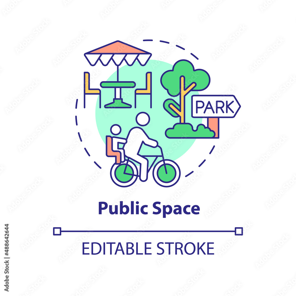 Public space concept icon. City infrastructure. Urban design principles ...