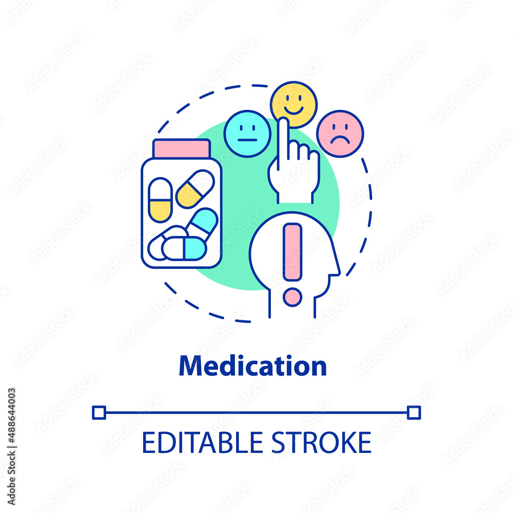 Medication concept icon. Medication prescription. Conduct disorder ...