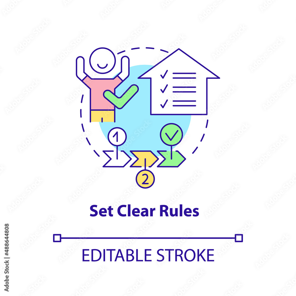 Set clear rules concept icon. Realistic rules. Tips for parents ...
