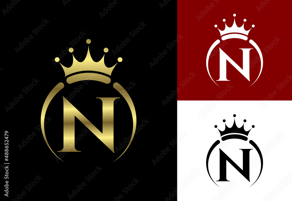 Initial N monogram alphabet with a crown. Royal, King, queen luxury ...