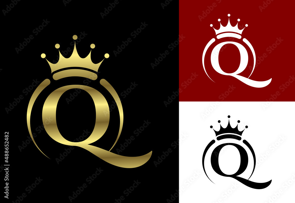 Initial Q monogram alphabet with a crown. Royal, King, queen luxury ...