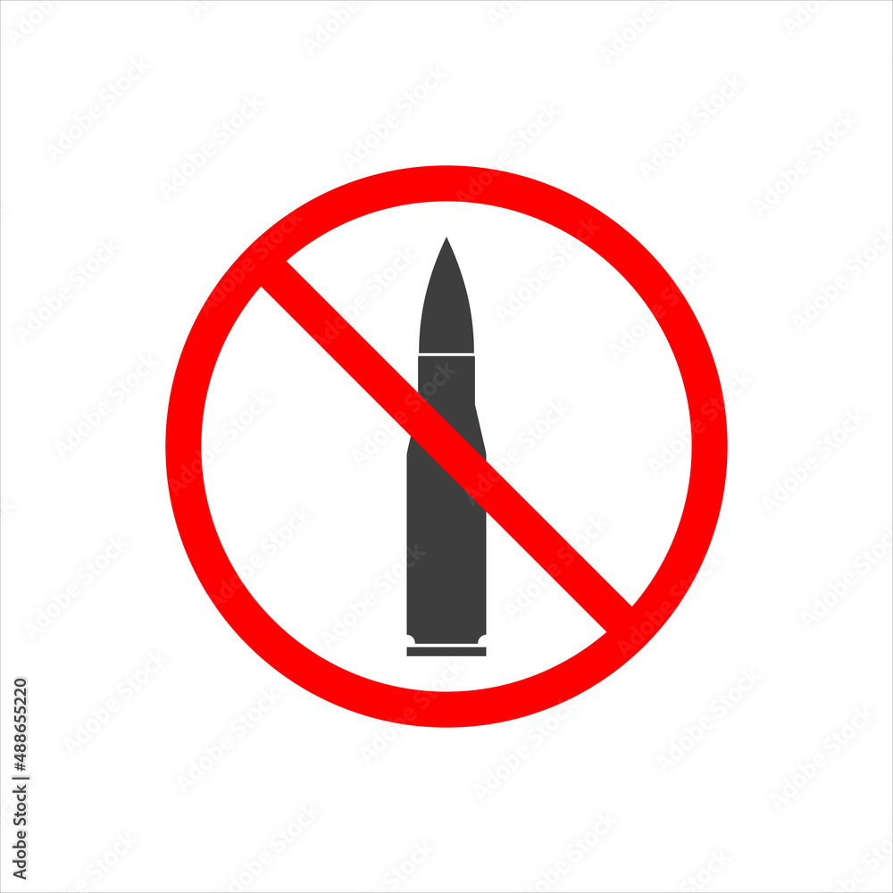 No Bullet vector. Not allow Bullet sign. The red circle prohibiting ...