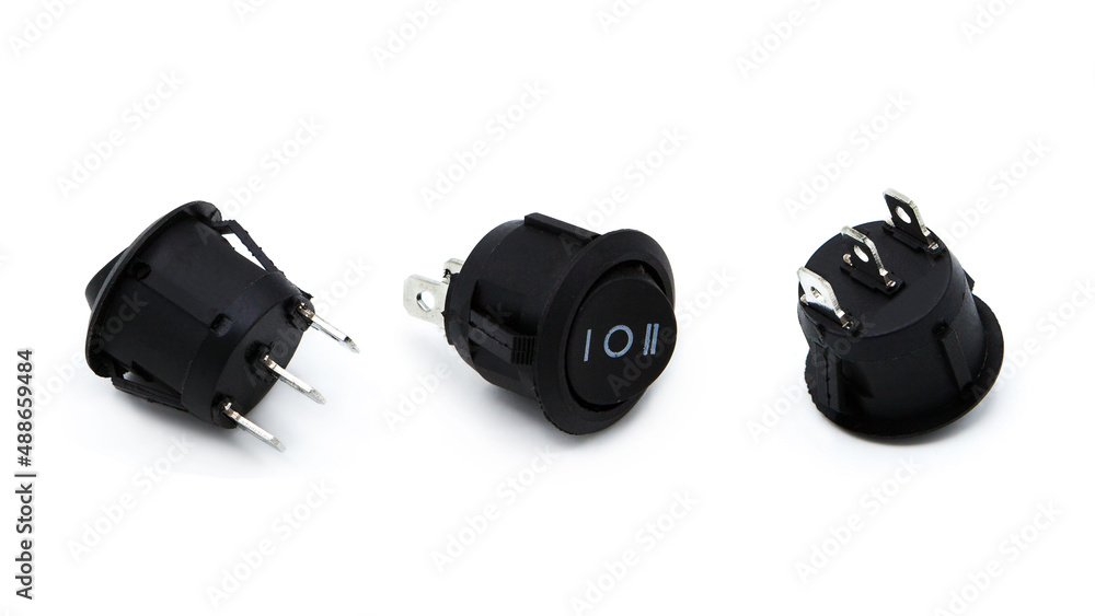 Electrical power switch, electronic component, isolated on white ...
