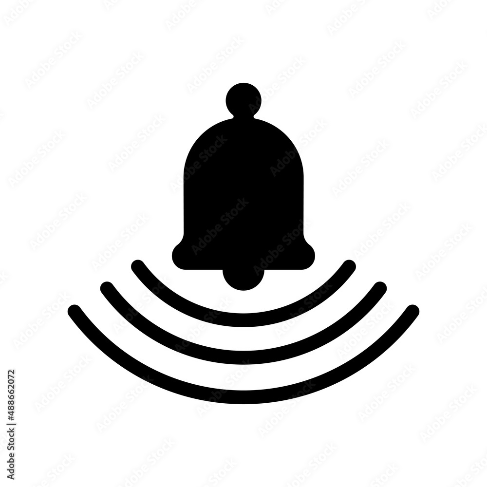 Silhouette bell with audible alert as alarm and notification, bell icon ...