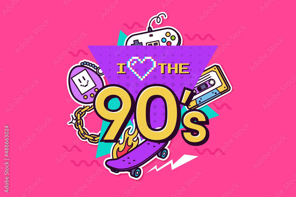 Poster I love the 90s vector illustration – Wall Art | UkPosters