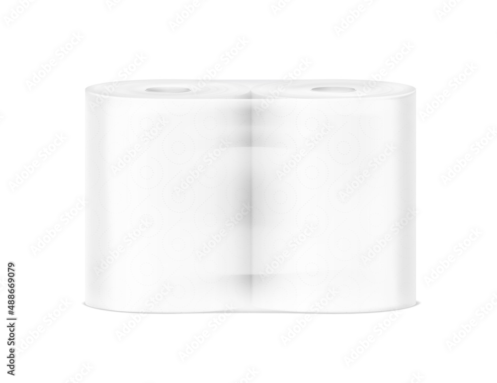 Set of wrap paper roll mockup. Vector illustration isolated on white ...