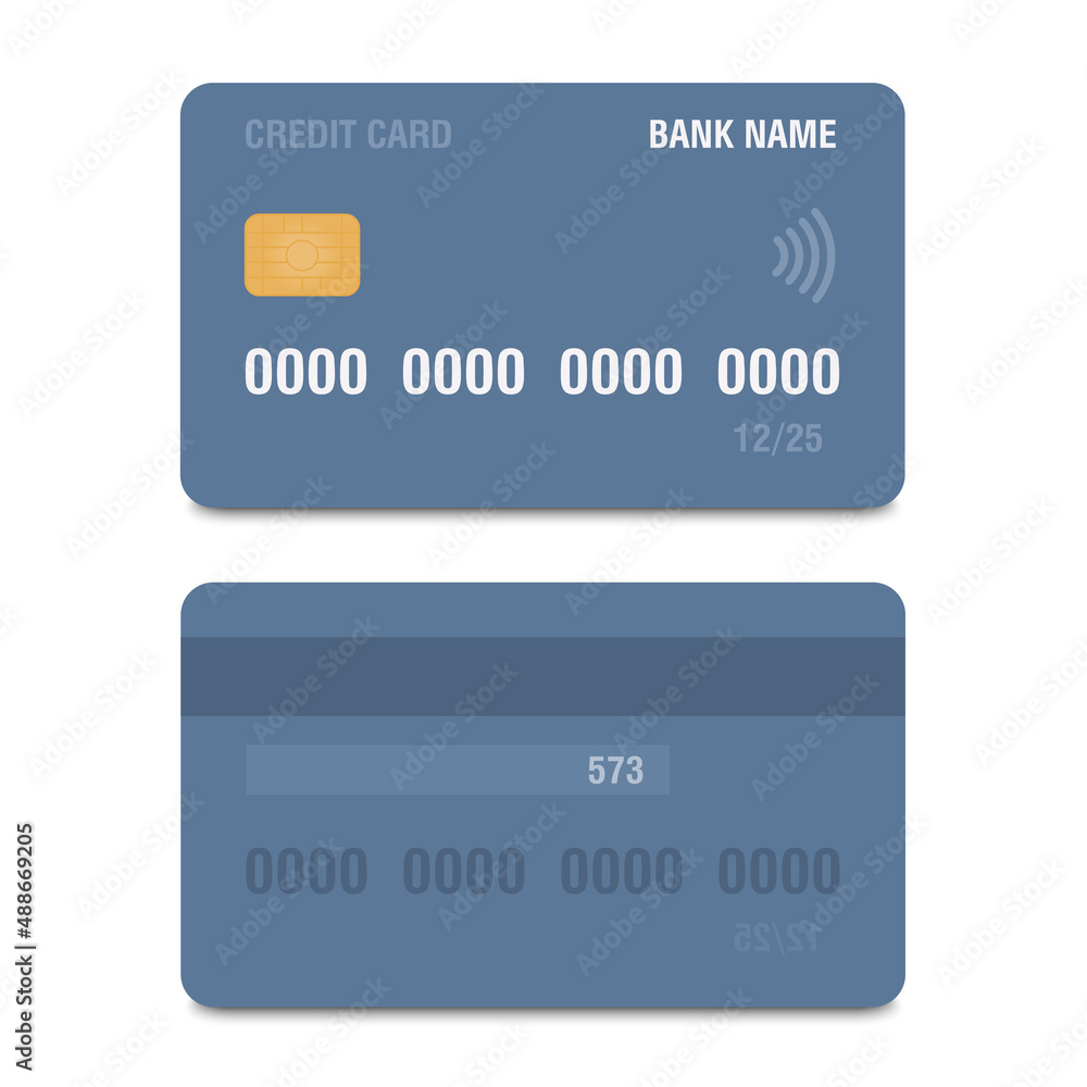 Credit card icon front and back. Realistic credit card with blank ...