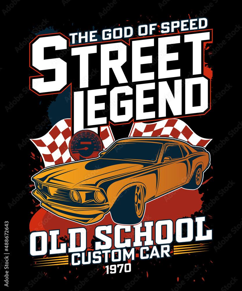 Old School Custom Car Vector Art Work, Vector vintage sport racing T ...