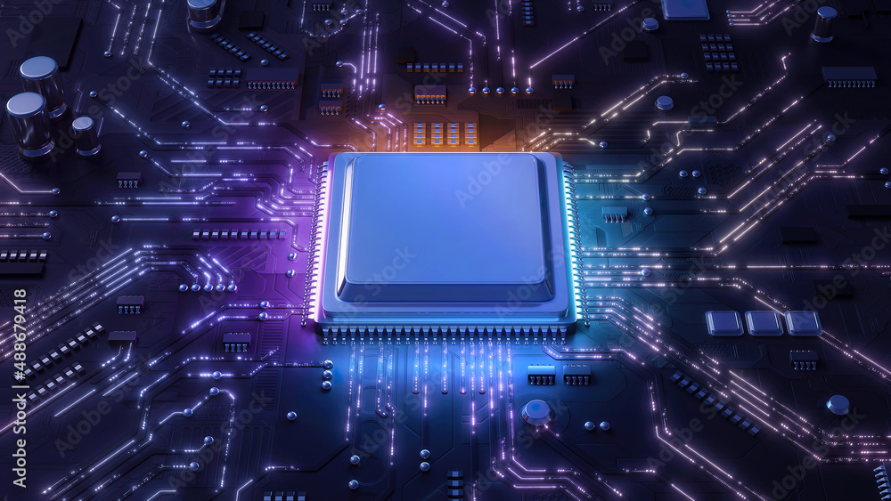 Central Computer Processors CPU concept. Motherboard digital chip ...