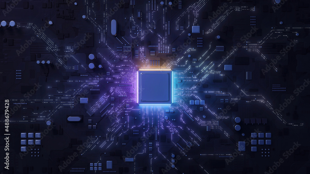 Central Computer Processors CPU concept. Motherboard digital chip ...